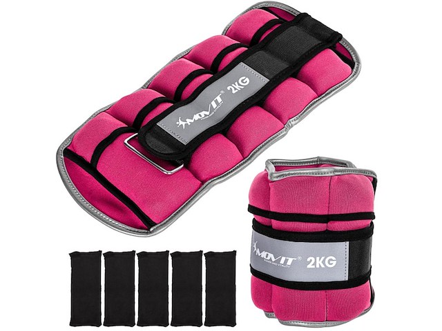 GORILLA SPORTS Podesivi tegovi za zglobove (2 x 2 kg / Roze)