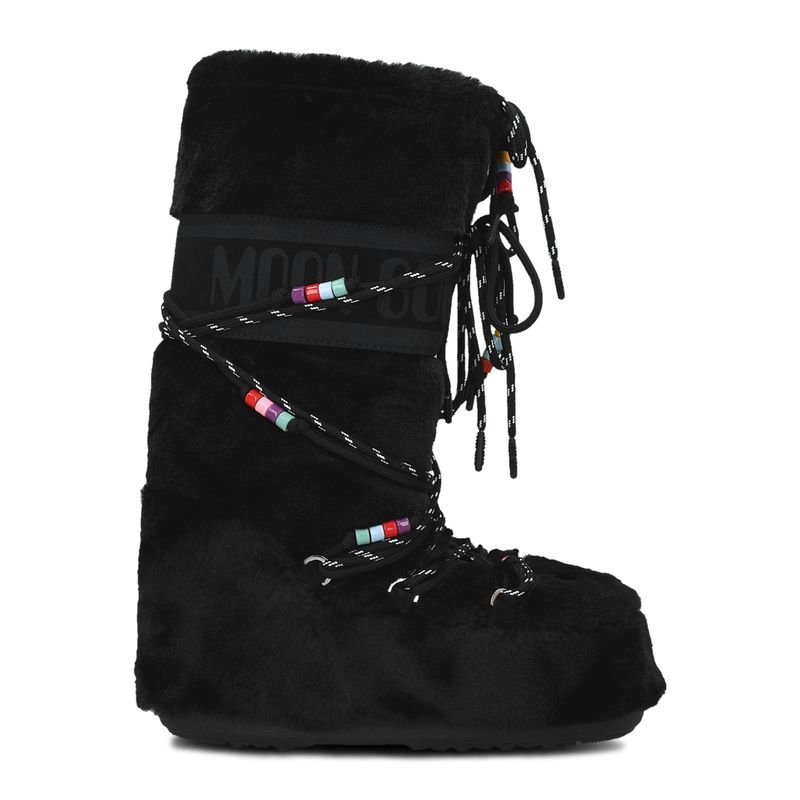 Ženske čizme Moon Boot Icon Faux Fur Bead Black