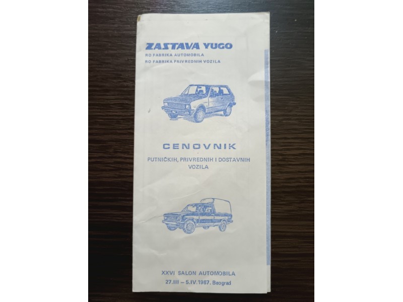 Katalog i cenovnik automobila 1987 godina