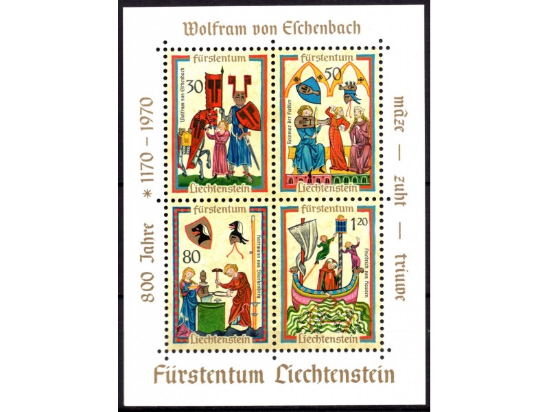 Liechtenstein Furstentum 1970. Blok br. 8