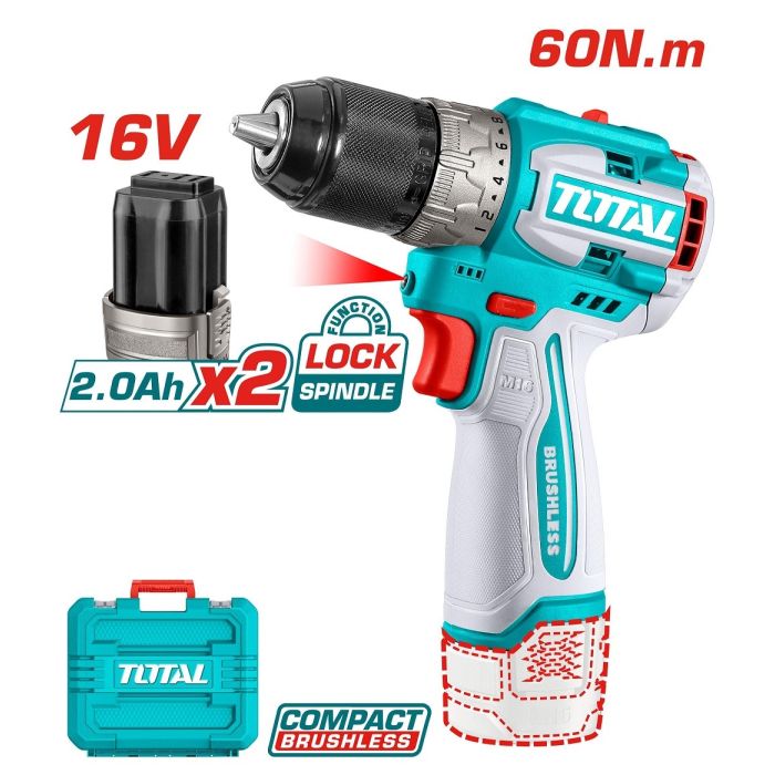 TOTAL TDLI16682 bušilica 16V sa dve baterije 60Nm