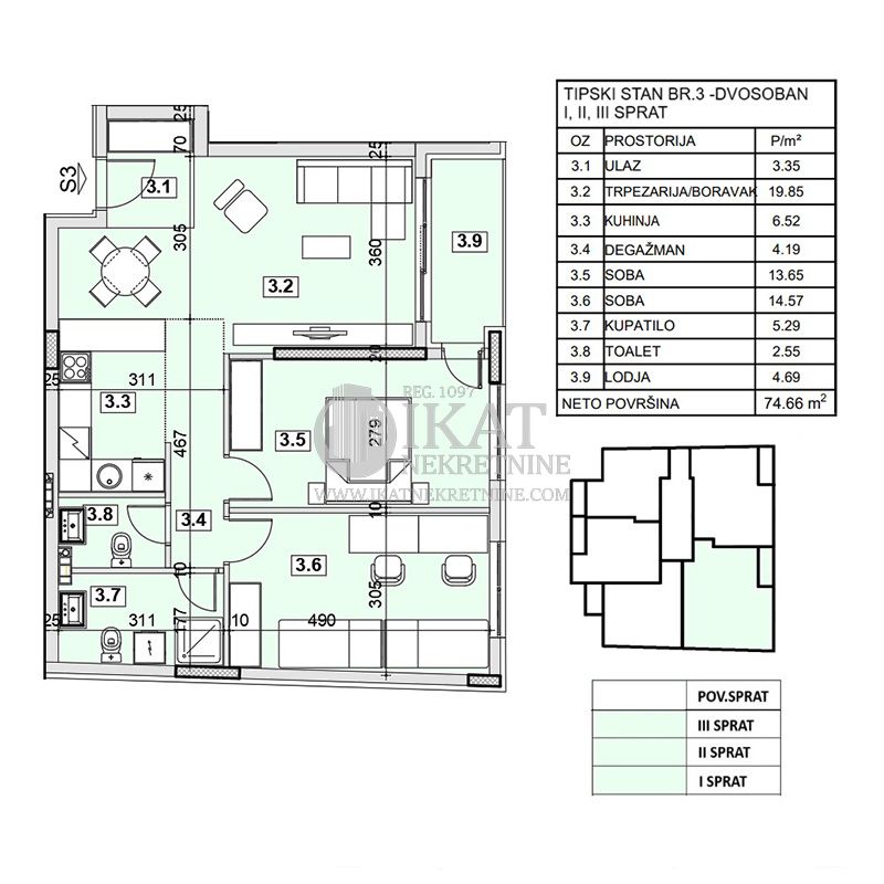 Zemun, Cara Dušana 74,66m2 novogradnja + PDV ID#3927