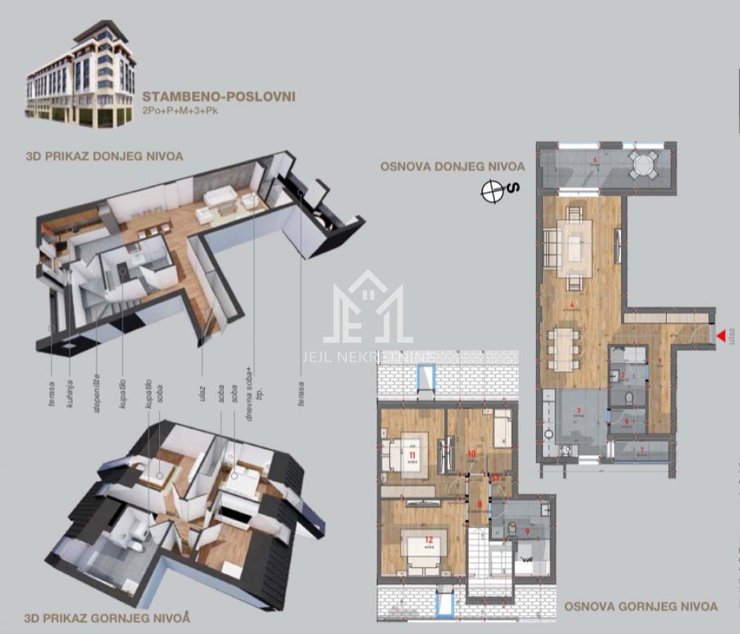 Četvorosoban - DUPLEX 116.98m2, terasa na krovu GRATIS