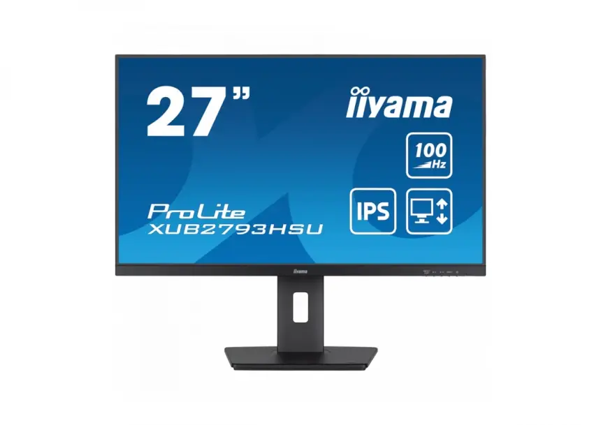 IIYAMA Monitor LED XUB2793HSU-B6 27" IPS 1920 x 1080 @100Hz 16:9 250 cd/m² 1000:1 1ms HDMI DP USB Hub HAS+PIVOT