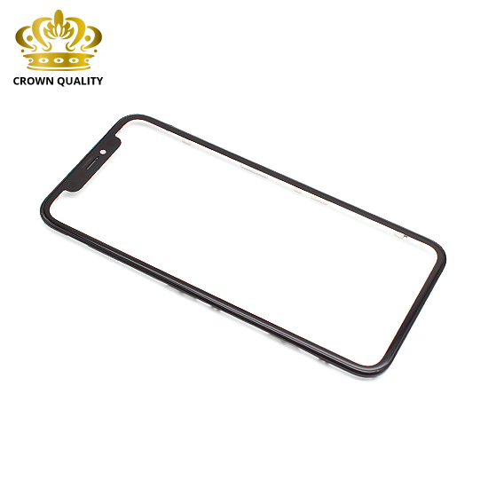Staklo touchscreen-a - Iphone XR+ okvir (Crown Quality) crni (MS)