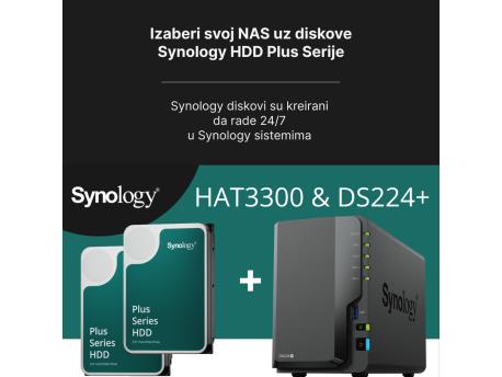 SYNOLOGY NAS Bundle DS224+ sa preinstaliranim 2 x 6TB HAT3300-6T