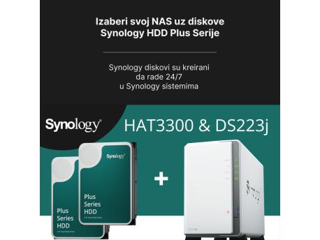 SYNOLOGY NAS Bundle DS223J sa preinstaliranim 2 x 4TB HAT3300-4T