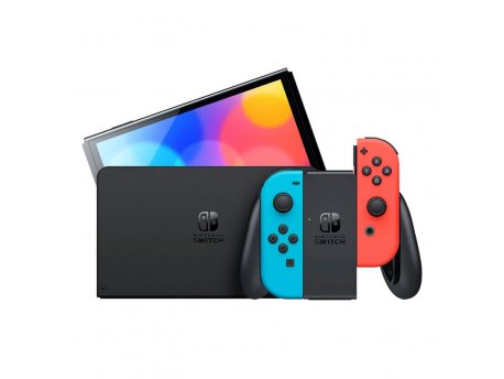 NINTENDO Switch Console (OLED Model) Neon Red and Blue