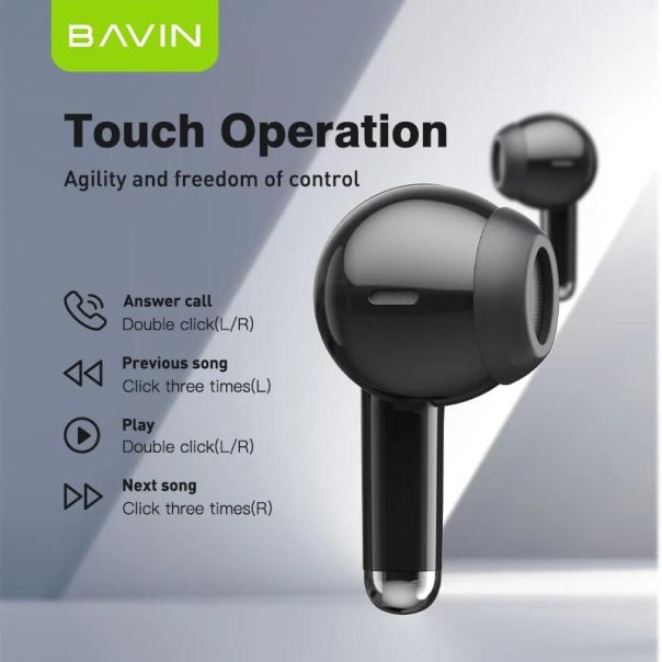 BAVIN Bežične bubice earbuds, crna