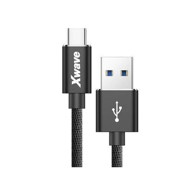 XWAVE Kabl USB Type C, 3A ALU pleteni, 1.2m, crna