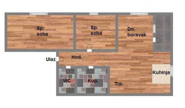 Trosoban stan na prodaju, 60m2, 110.700€