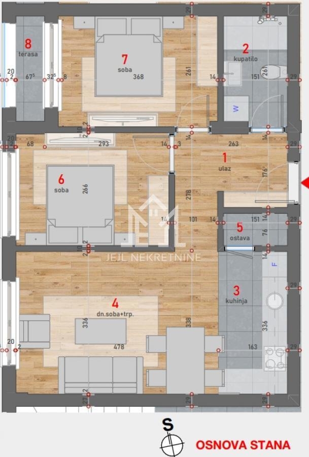 Trosoban stan, 52. 97m2 centar grada