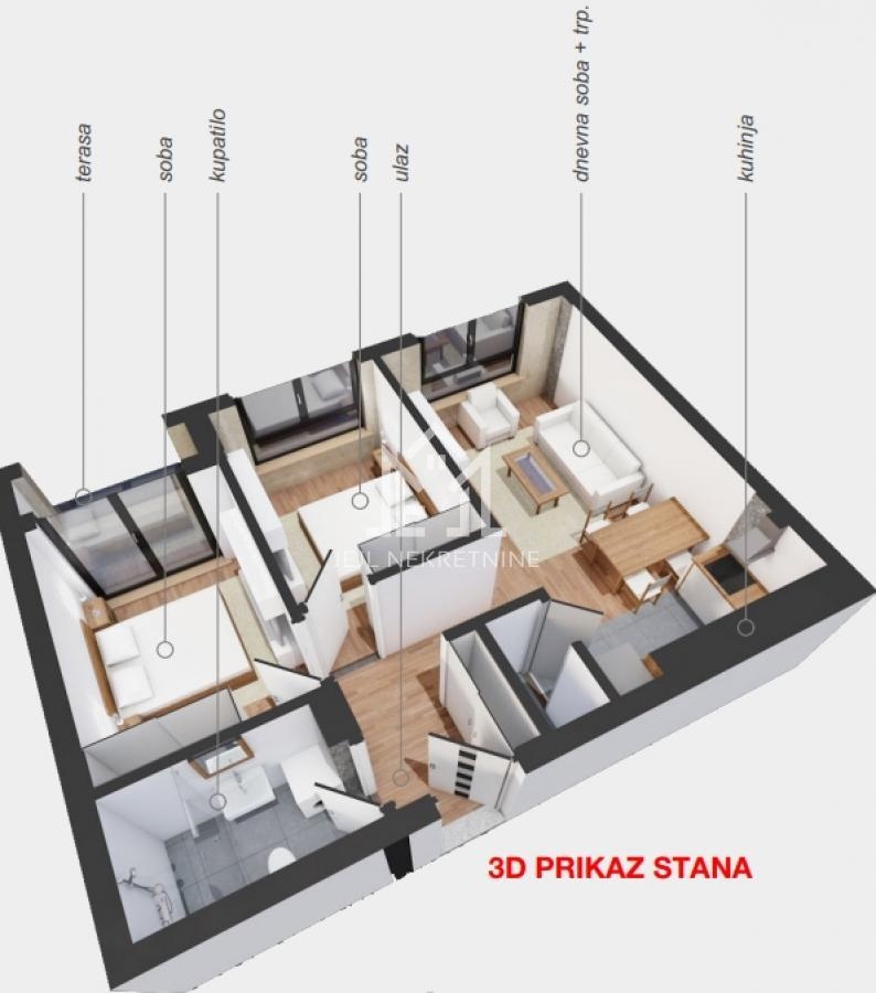 Trosoban stan, 52. 61m2 centar grada