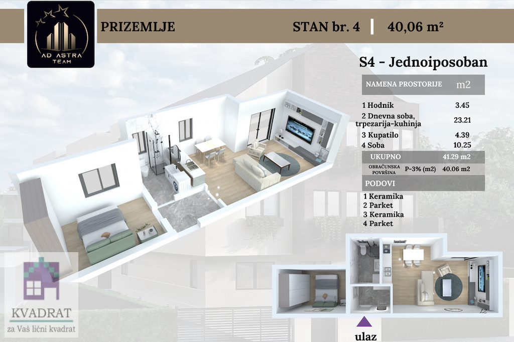 Jednoiposoban stan 40 m², Obrenovac – 64 000 €