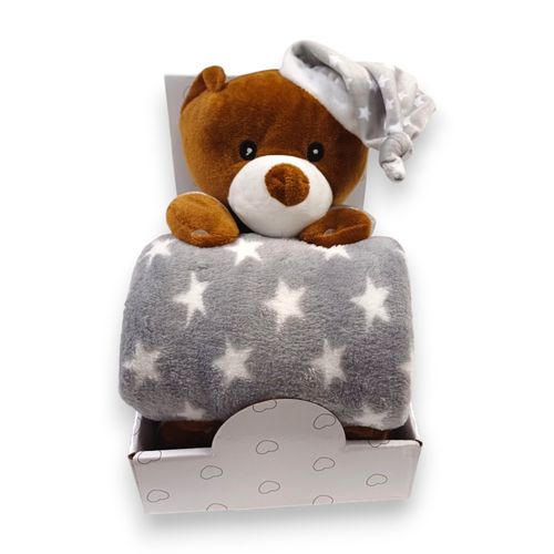 BBO Set Igračka + Ćebence Sleeping Bear (B200003) - Grey 100x75cm