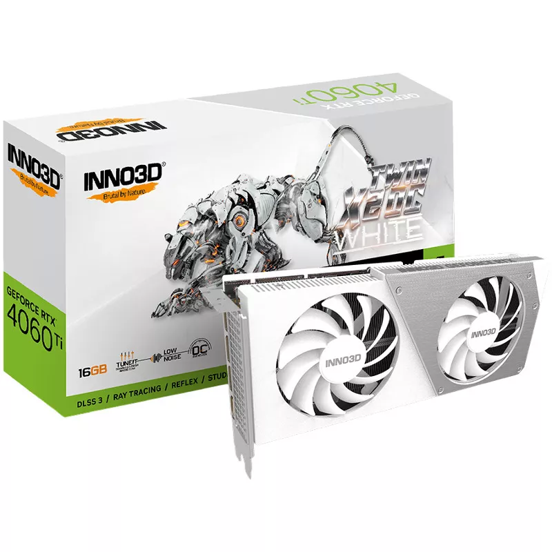 Inno3D Video Card GeForce RTX 4060 Ti Twin X2 OC WHITE 16GB GDDR6 128-bit 2595 18Gbps