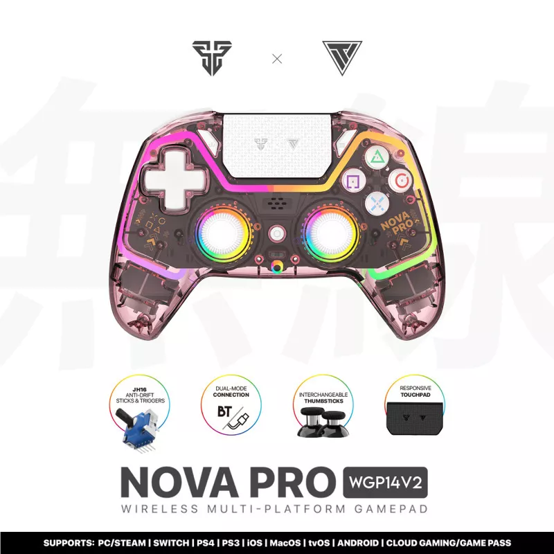 Joypad wireless Fantech WGP14V2 NOVA PRO multiplatform RGB CLEAR sakura