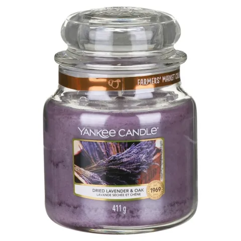 Dried Lavender and Oak - Yankee Candle mirisna sveća M (lavanda, hrastovo lišće, mahovina)