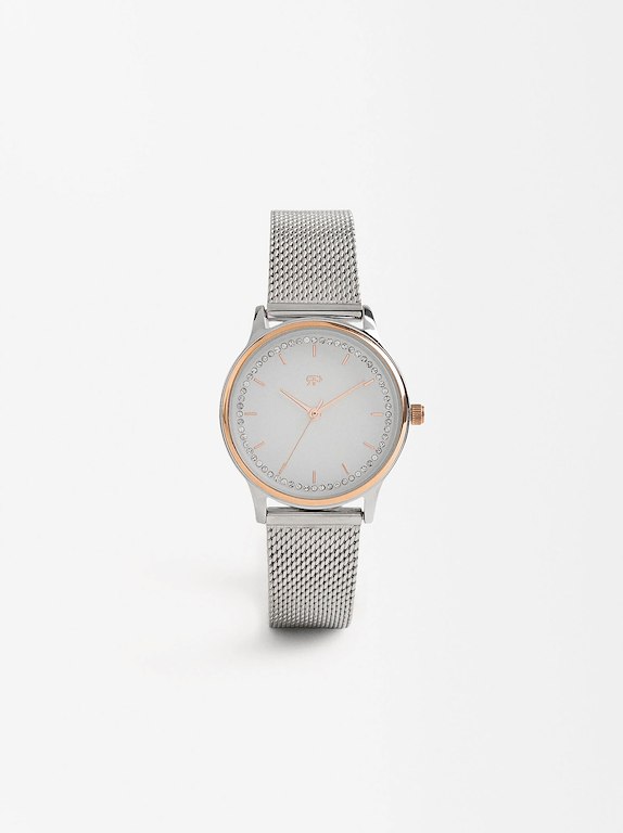 Watch with stainless steel mesh strap