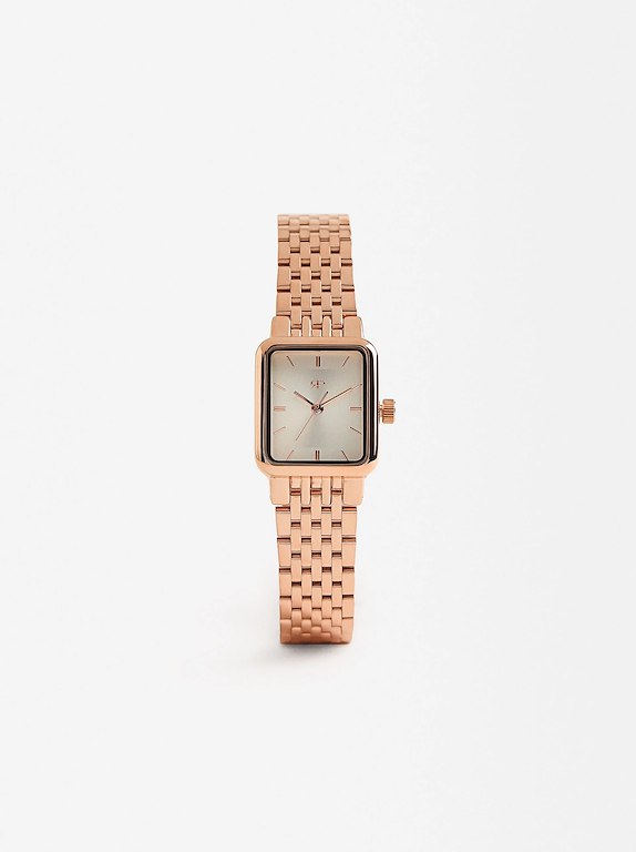 SQUARE DIAL WATCH WITH STEEL BRACELET