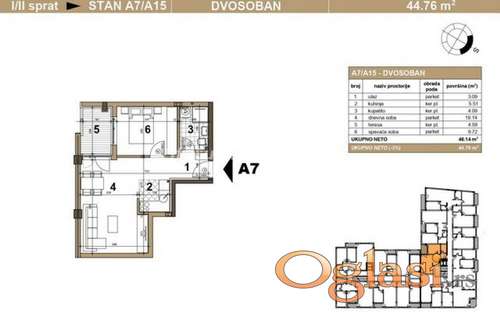 Podbara- Dvosoban stan 45 m2 u Izgradnji-povrat PDV-065/385 8880