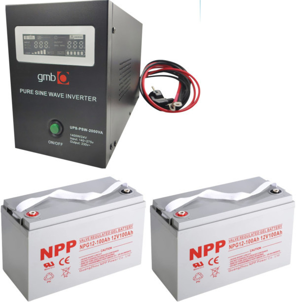 UPS-PSW-2000VA + 2xNPP NPG12V-100Ah * GMB LONG cist sinusni pretvarac