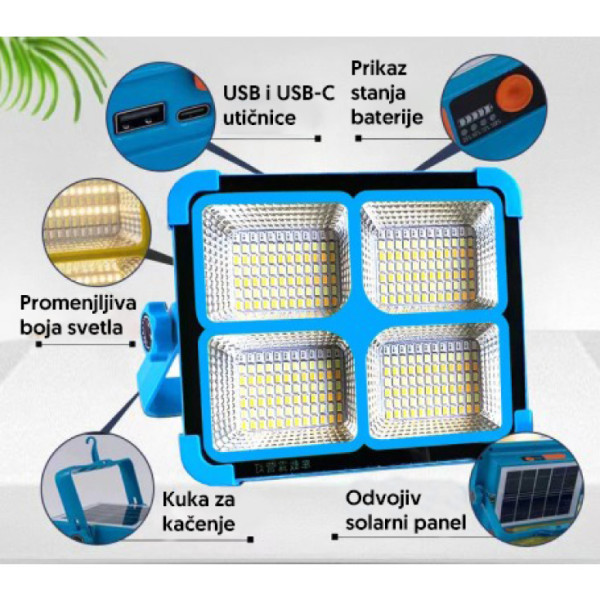 Solarna serviserska LED lampa 288xSMD LED 5600mAh YW13501-3341