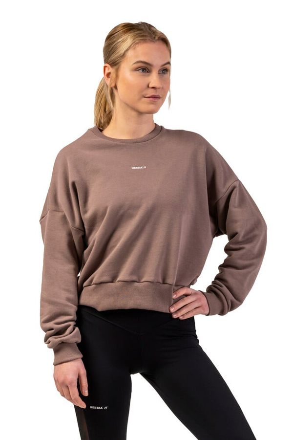 WOMEN'S SWEATSHIRT NEBBIA LOOSE FIT SWEATSHIRT "FEELING GOOD" 420 BROWN M/L