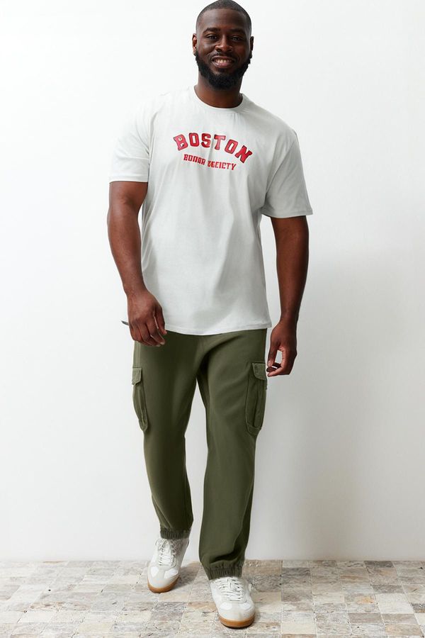 TRENDYOL PLUS SIZE KHAKI GABARDINE CARGO TROUSERS