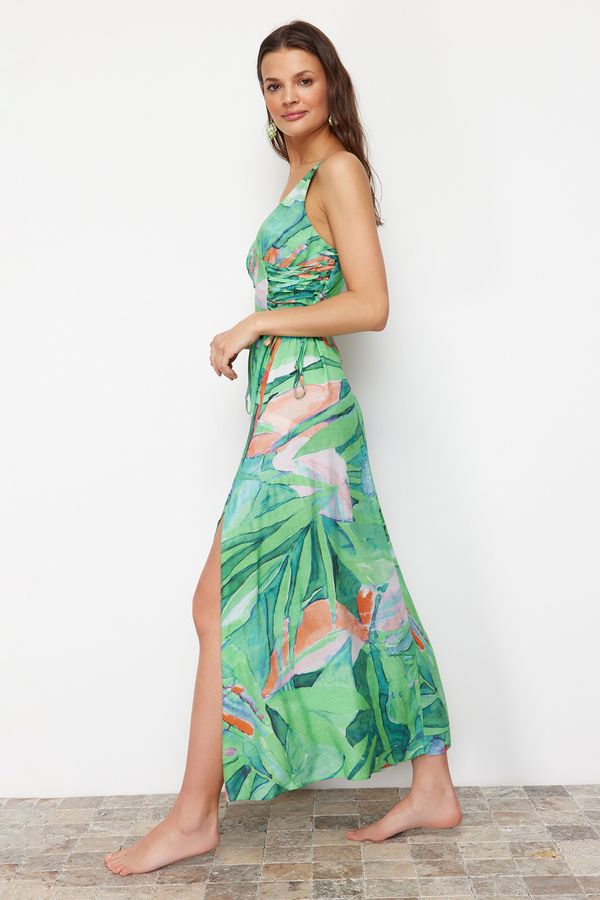 TRENDYOL FLORAL PATTERN MAXI WOVEN BEACH DRESS