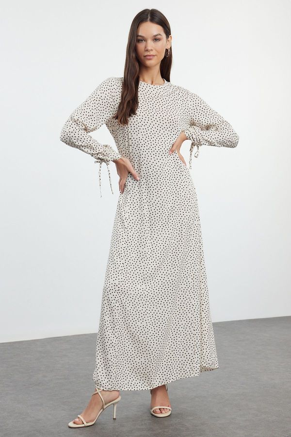 TRENDYOL ECRU POLKA DOT PATTERNED WOVEN DRESS