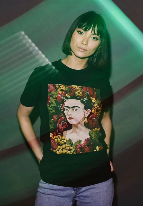 WOMEN'S T-SHIRT FRIDA KAHLO PORTRAIT BLACK