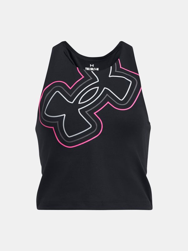 UNDER ARMOUR TANK TOP MOTION BRANDED CROP TANK - BLK - GIRLS