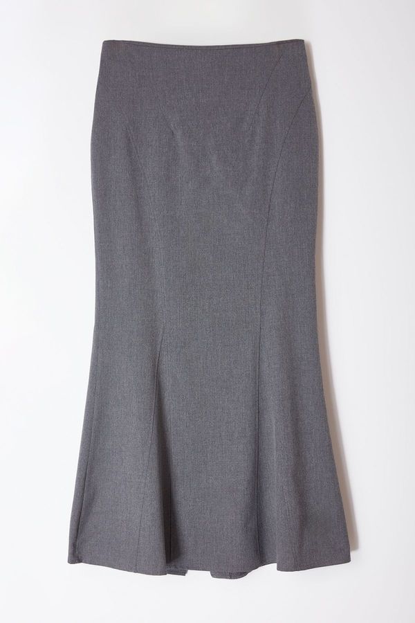 TRENDYOL GRAY GODELI FISH SHAPE MAXI LENGTH WOVEN SKIRT