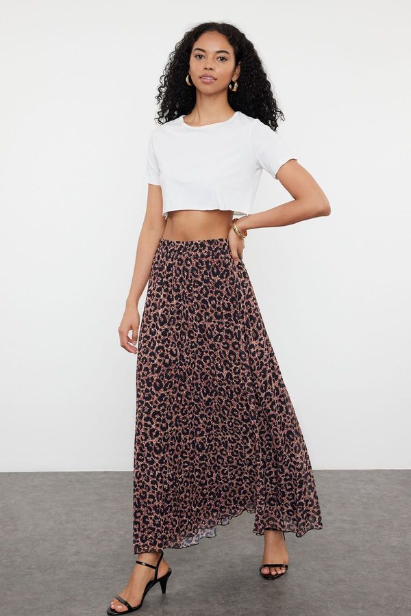 TRENDYOL MULTICOLORED LEOPARD PATTERNED WOVEN SKIRT