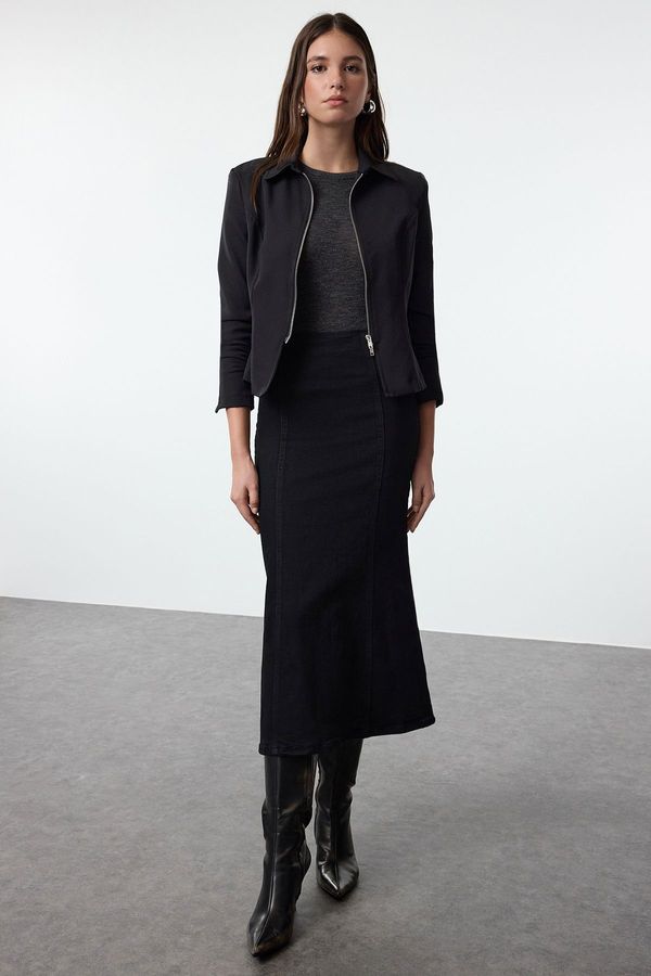 TRENDYOL BLACK MAXI DENIM SKIRT