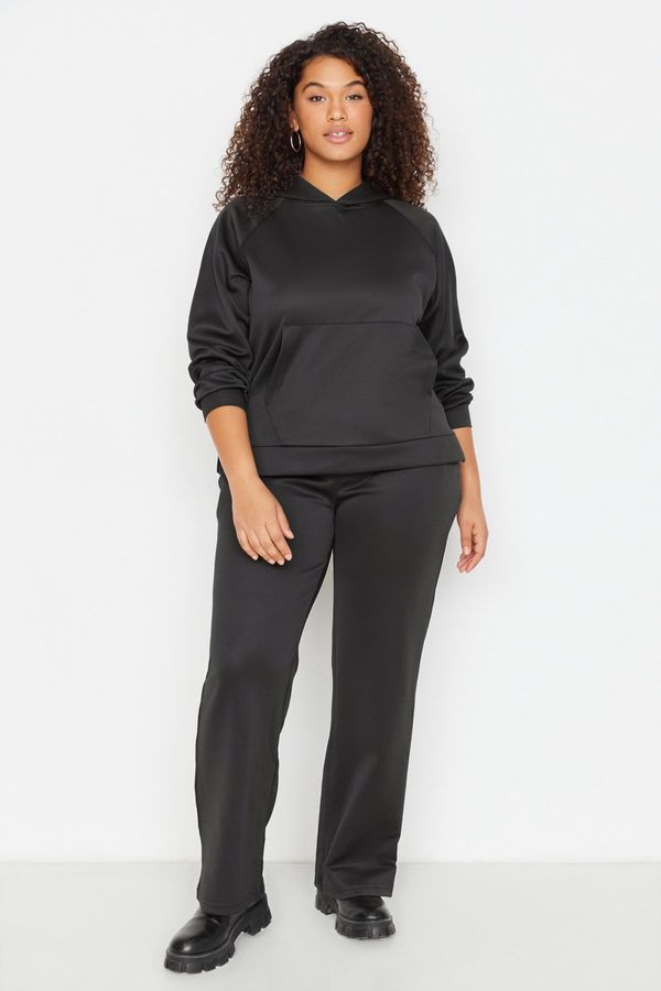 TRENDYOL CURVE BLACK SCUBA KNITTED TOP AND BOTTOM SET