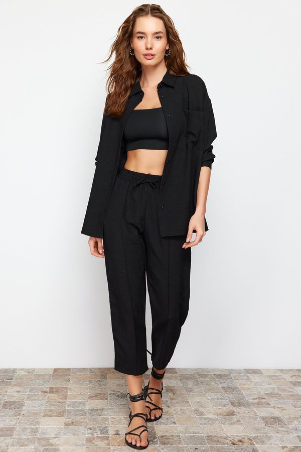 TRENDYOL BLACK WOVEN SHIRT-PANTS SET
