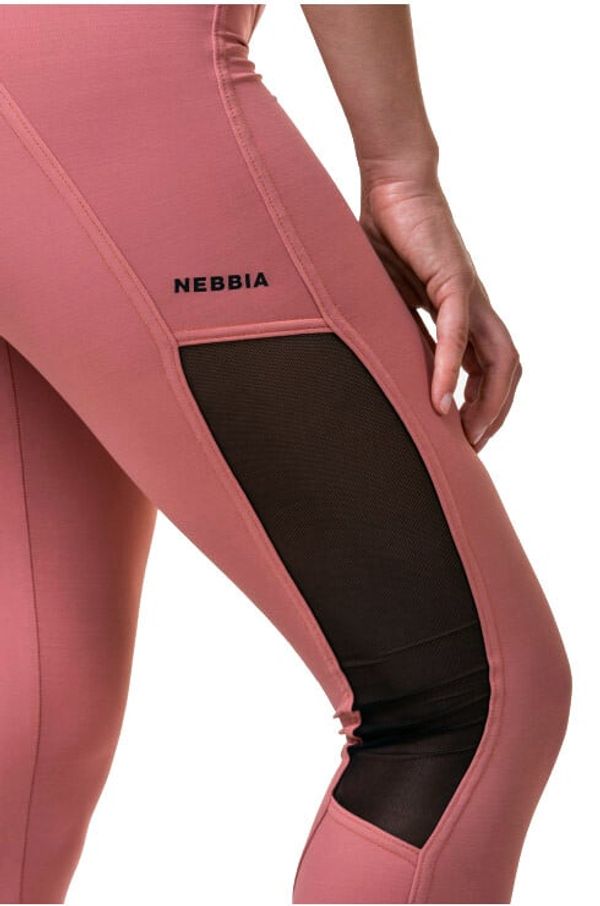 WOMEN'S LEGGINGS NEBBIA MESH LEGGINGS HIGH WAIST OLD ROSE XS