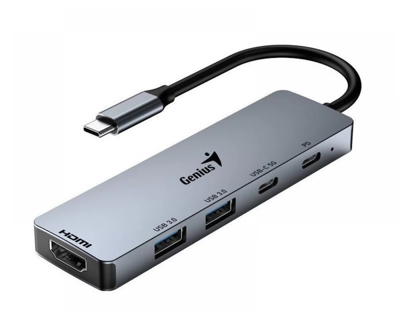 GENIUS UH-500 5-in-1 USB Hub srebrni