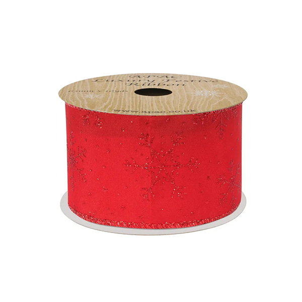 RI3123
Wired Edge Ribbon Red Glitter Snowflake