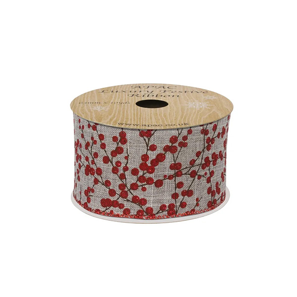 RI3127
Wired Edge Ribbon Grey And Red Berries