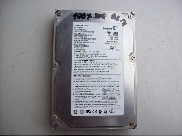 80 Gb Seagate ata 3.5 inca ST380011A -100 % sve