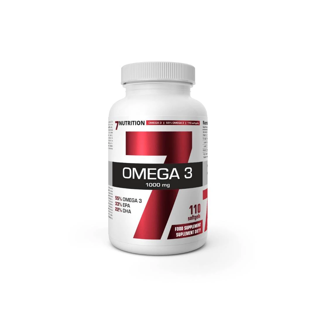 7 NUTRITION OMEGA 3 55% 1000 mg 110 Želatinoznih Kapsula; za Povećanje Dobrog HDL Holesterola, za Smanjenje Triglicerida, Zdravlje Kardiovaskularnog Sistema, protiv Bola i Upale Zglobova, za Funkc...