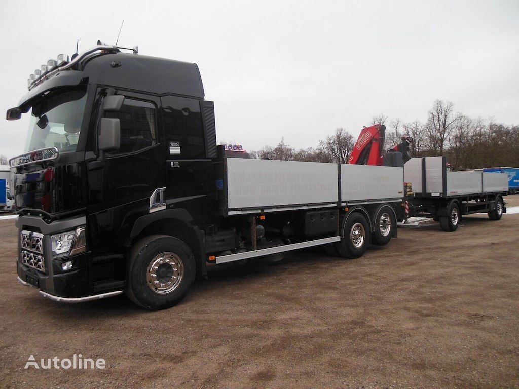 Renault T480 COMFORT, 6X2, FASSI 175, TOP!!! kamion s ravnom platformom