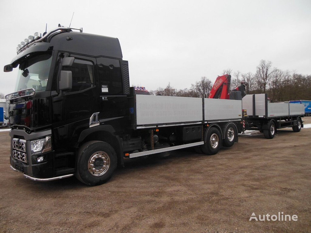 Renault T480 COMFORT, 6X2, FASSI 175, TOP!!! kamion s ravnom platformom