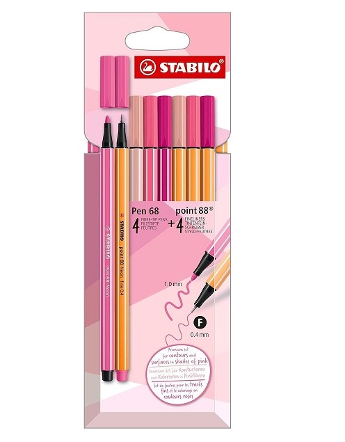 Lajner STABILO point 88 + Pen 68 set 1/8 Roze nijanse