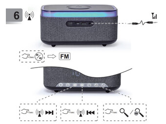 DAC-SPKBT-QC15-BK Gembird Digitalni sat+alarm sa bezicnim punjenjem telefona 15W i zvucnikom, FM, BT