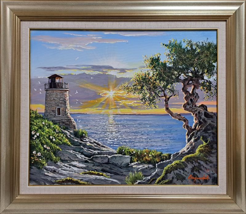 More i svetionik, ulje na platnu, Staniša Stojiljković Nite, sa 69×79 cm, bez 50×60 cm, sertifikat, 470 evra