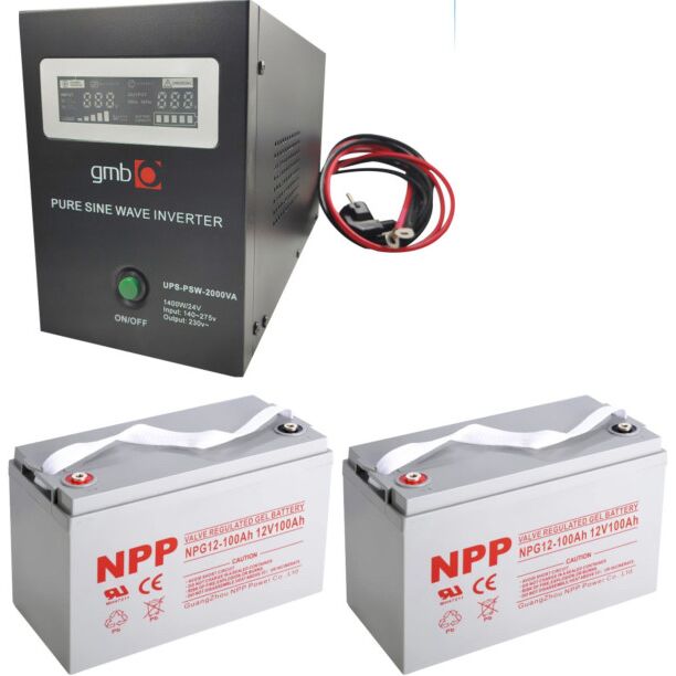 UPS-PSW-2000VA + 2xNPP NPG12V-100Ah * GMB LONG cist sinusni pretvarac